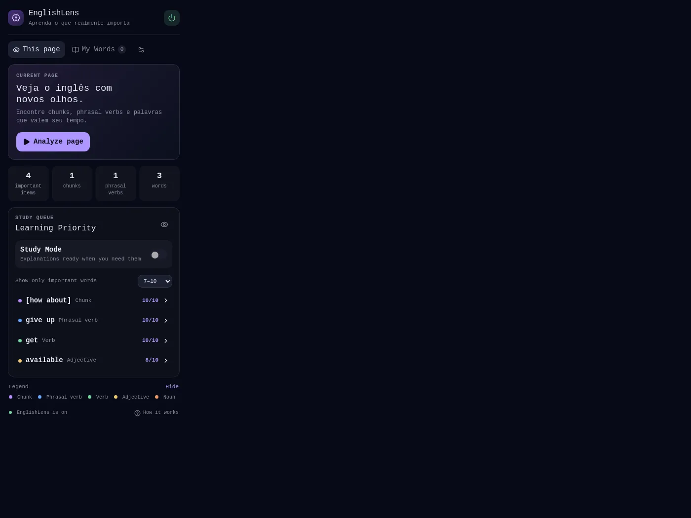 EnglishLens Chrome Extension
