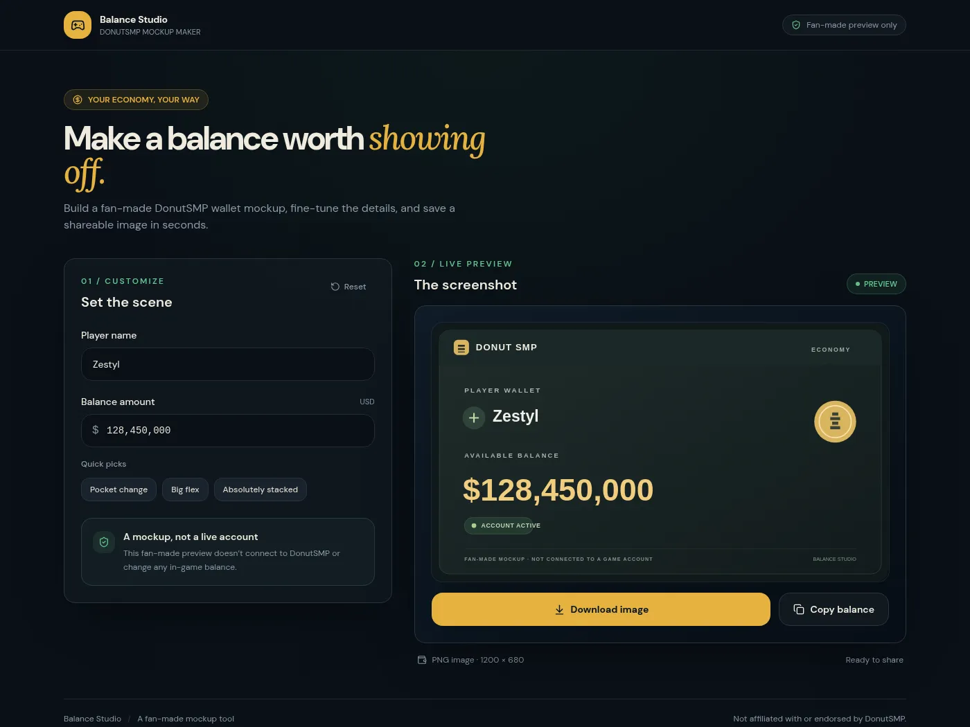 DonutSMP Fake Balance