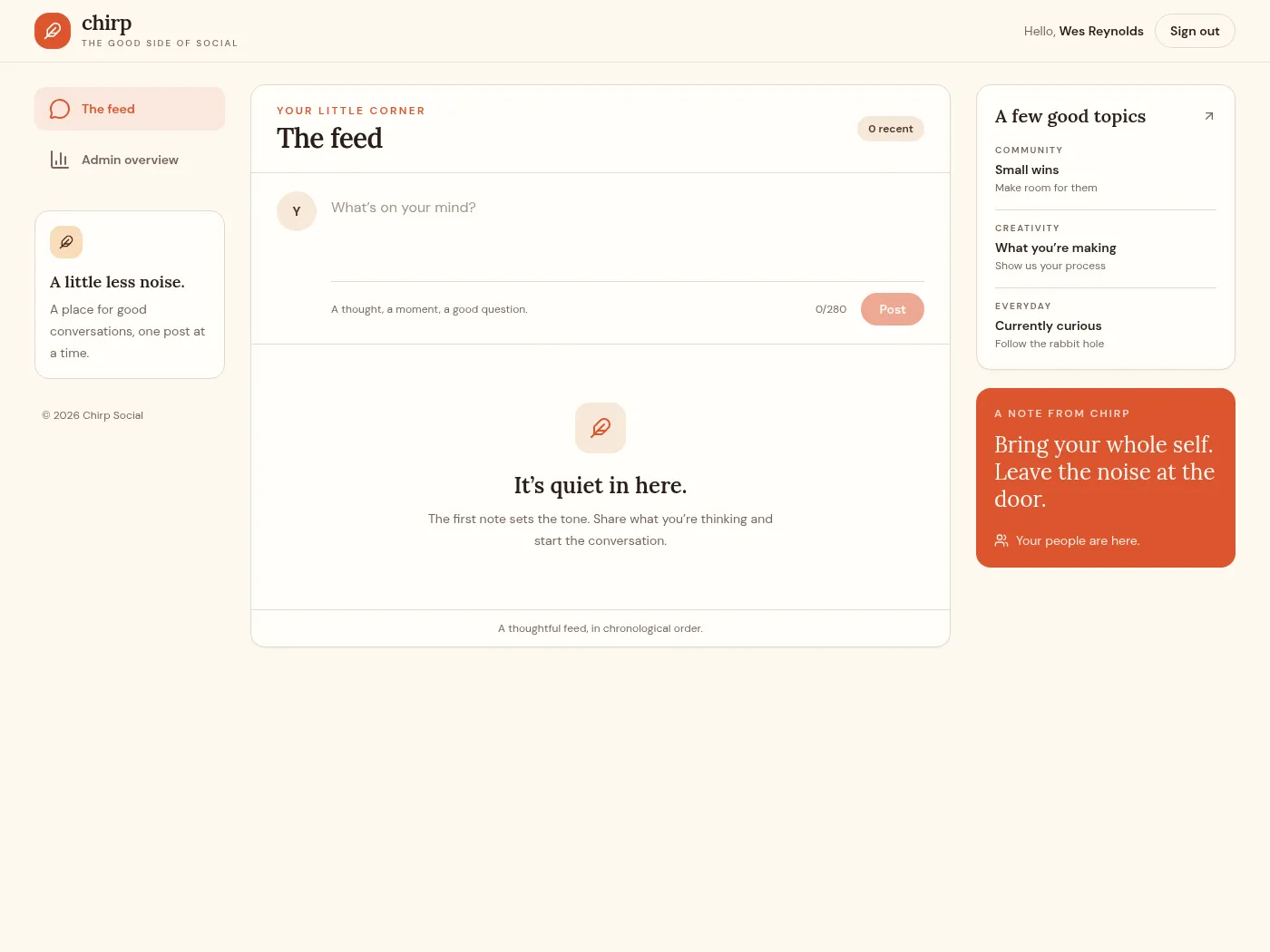 Chirp Admin Network
