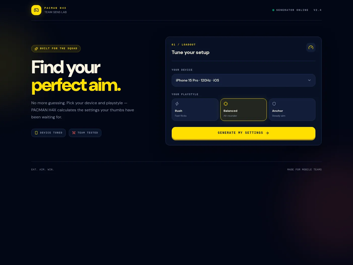 PACMAN H4X Sensitivity Tool