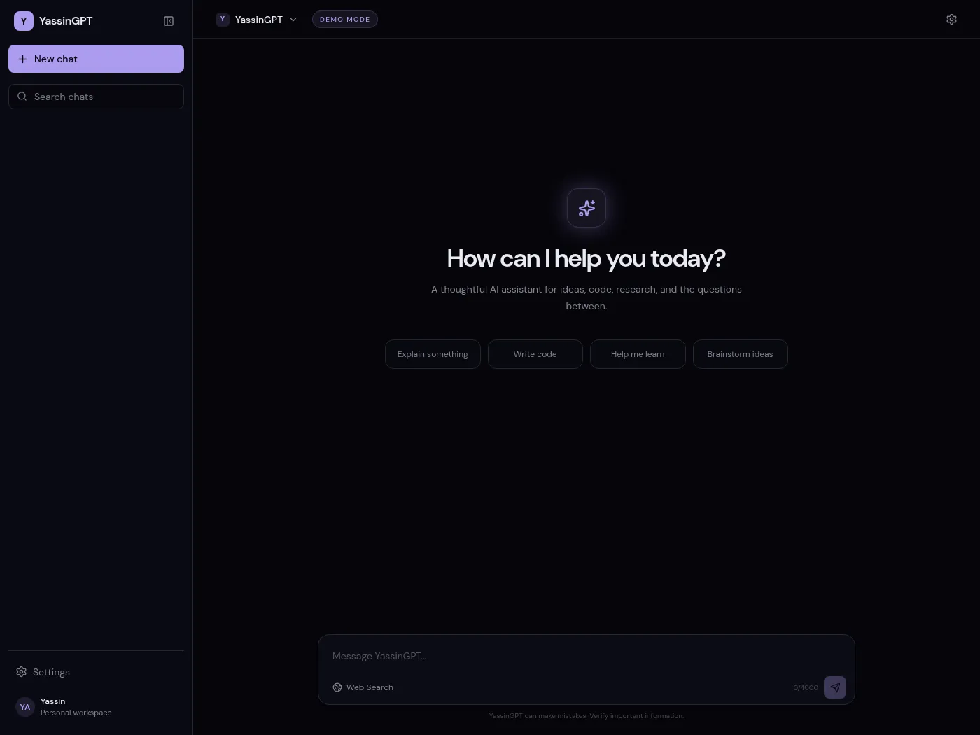 YassinGPT Chat UI