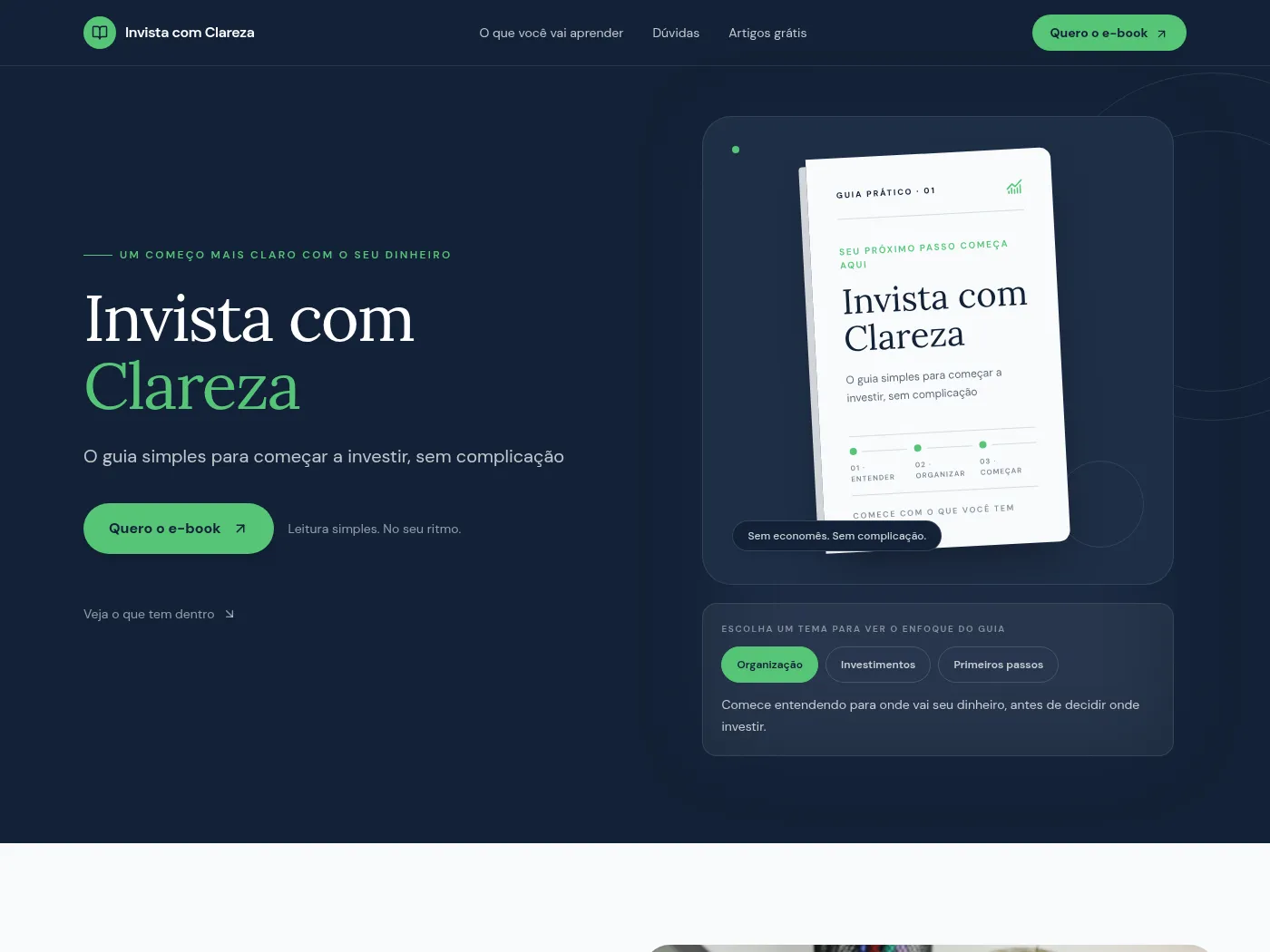 Invista com Clareza Landing
