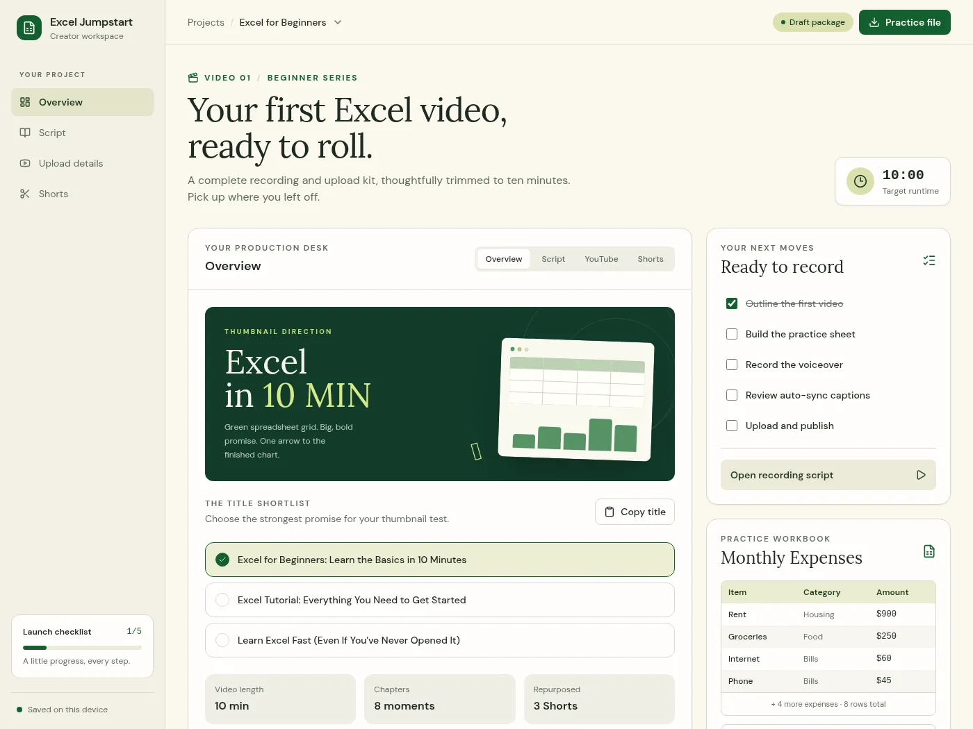 Excel Jumpstart Kit