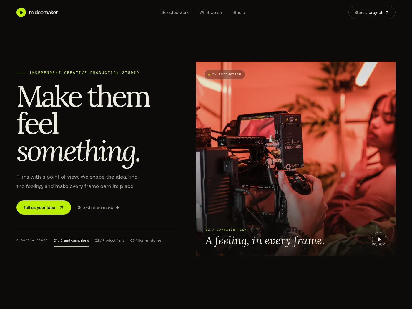 Mideomaker Landing Page