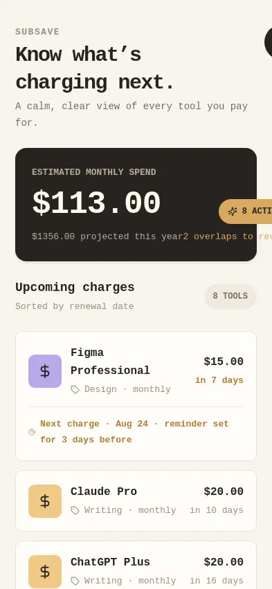 SubSave Tracker