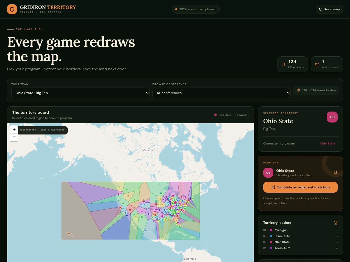 Gridiron Territory Tracker
