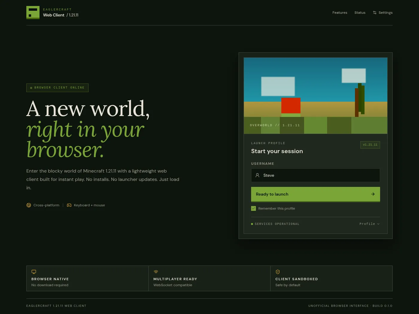 Eaglercraft 1.21 Web Client