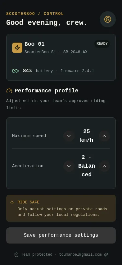 ScooterBoost Mobile Control