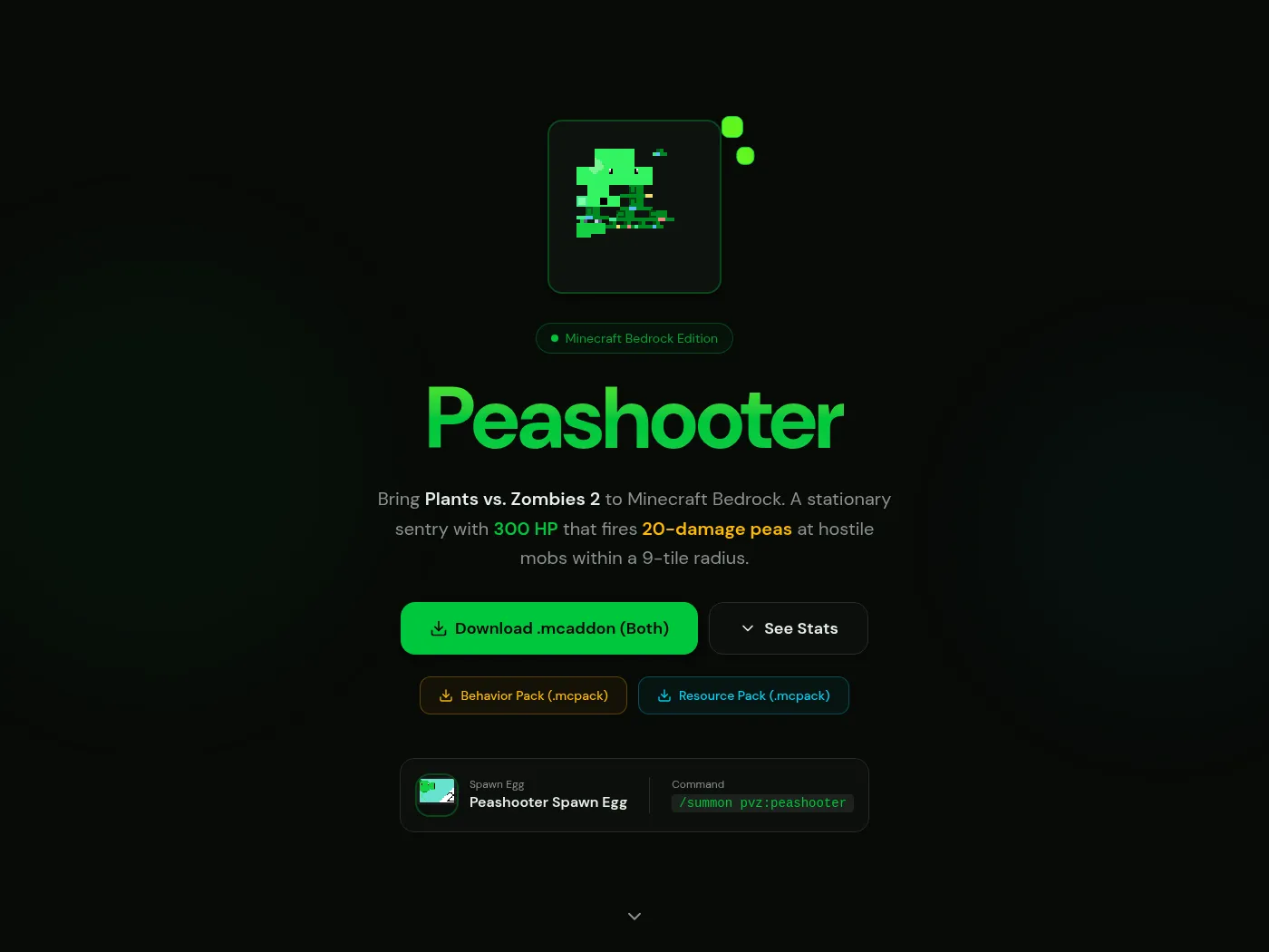 Peashooter Minecraft Addon