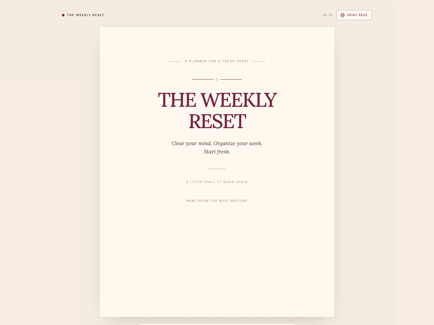 The Weekly Reset Planner