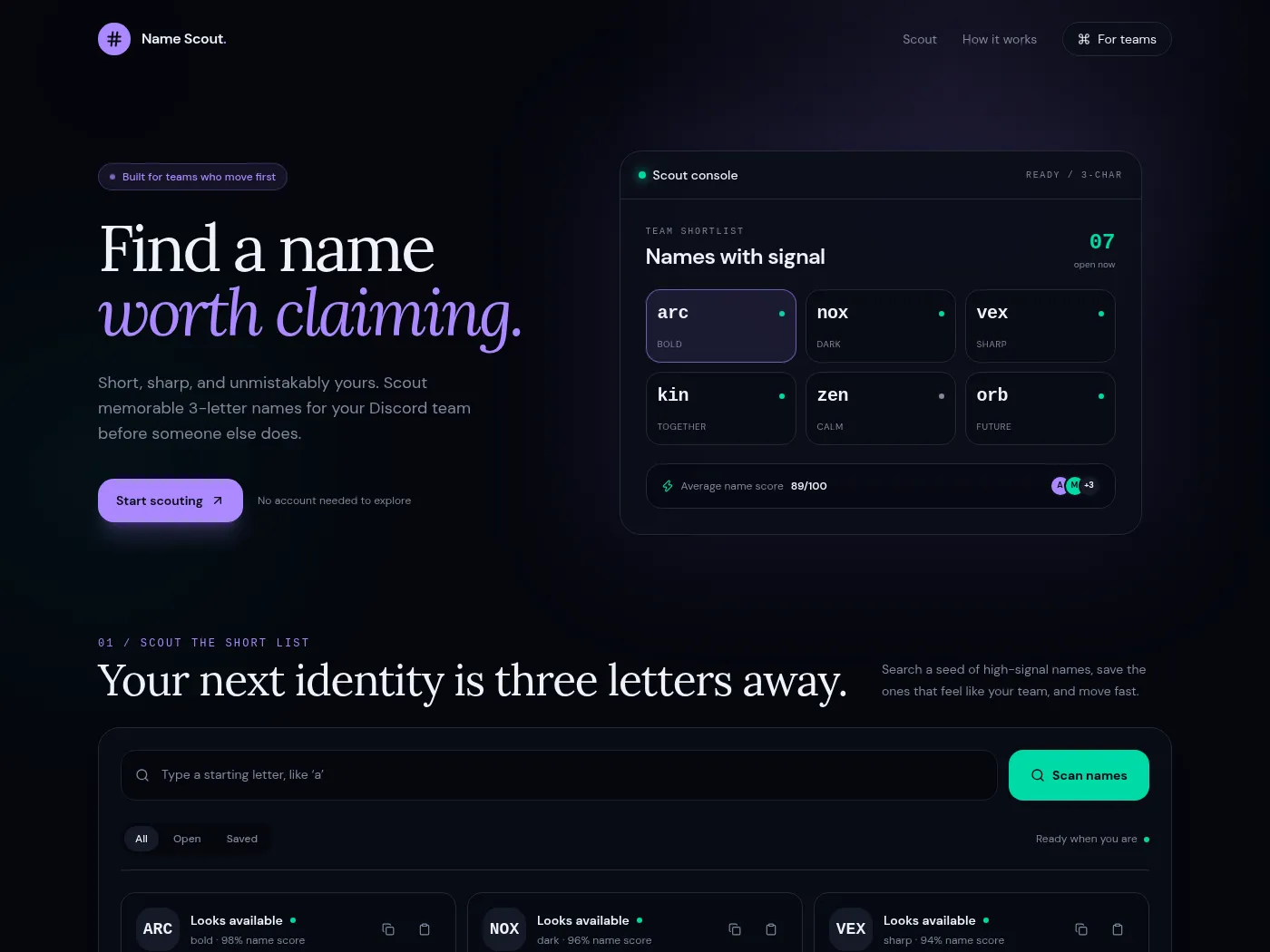 Discord Name Scout