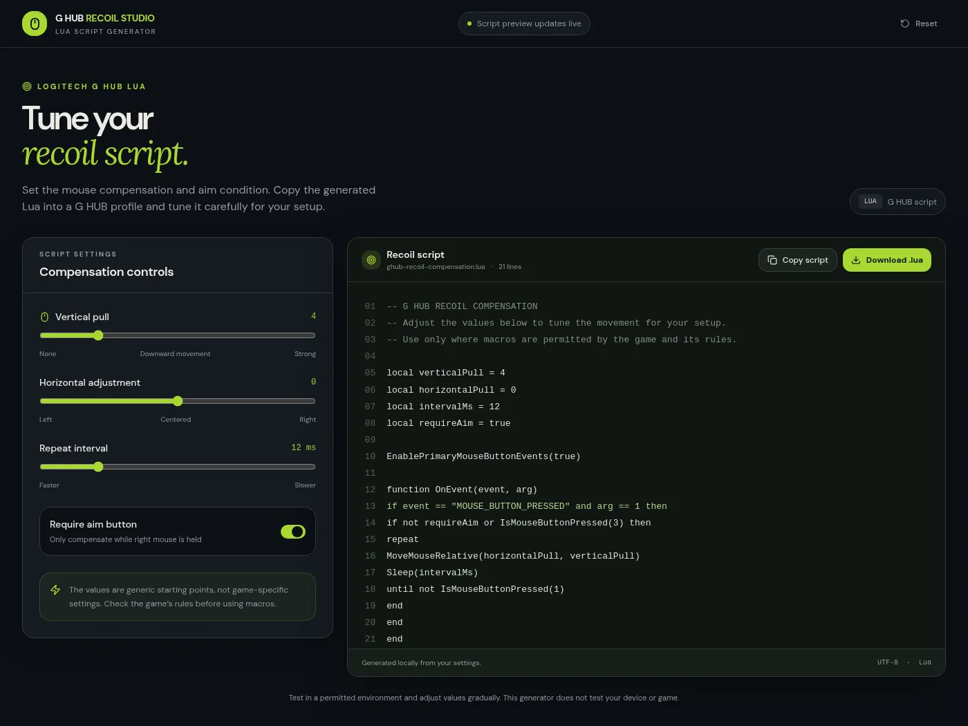Logitech Script Generator