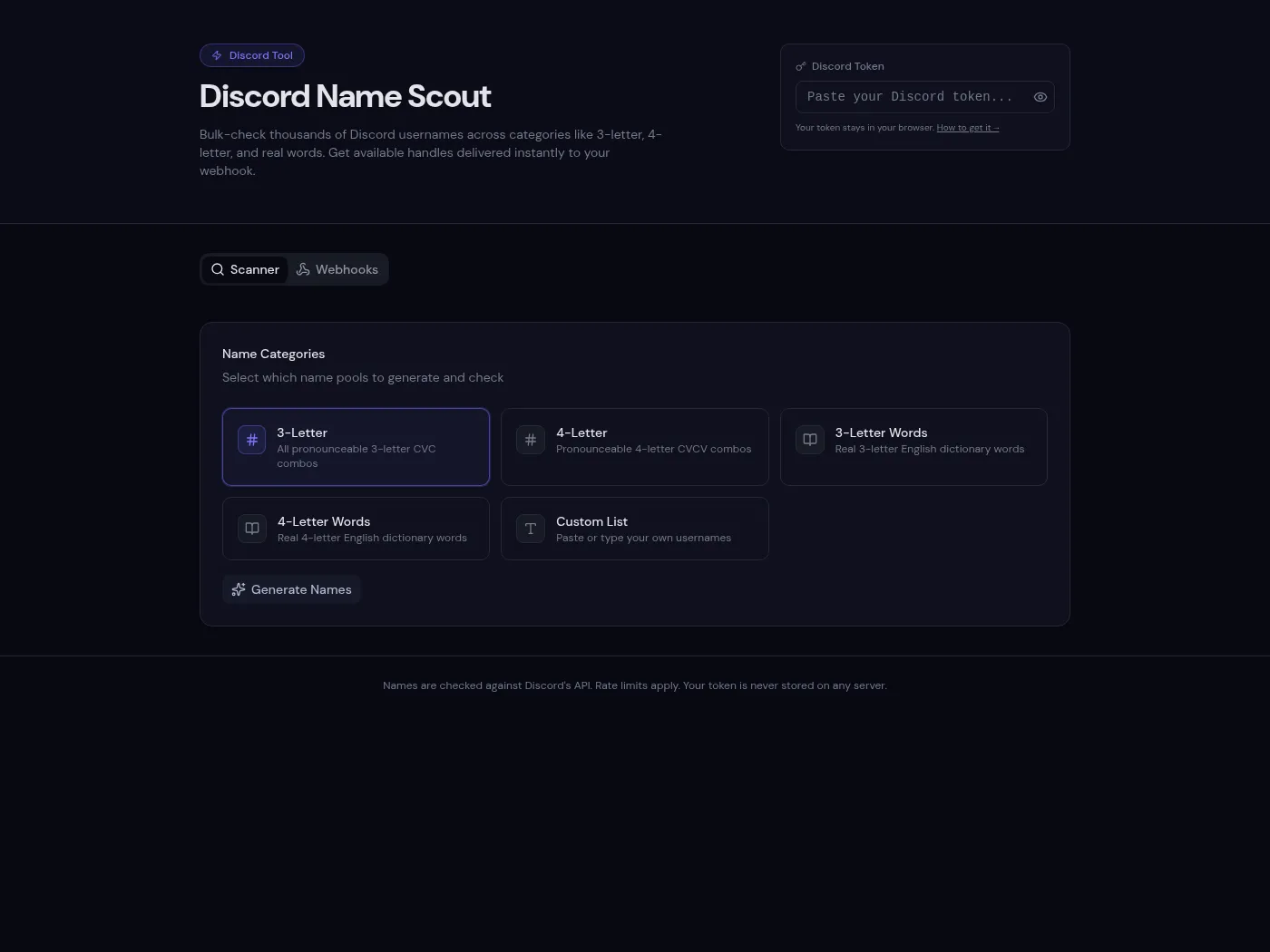 Discord Name Scout