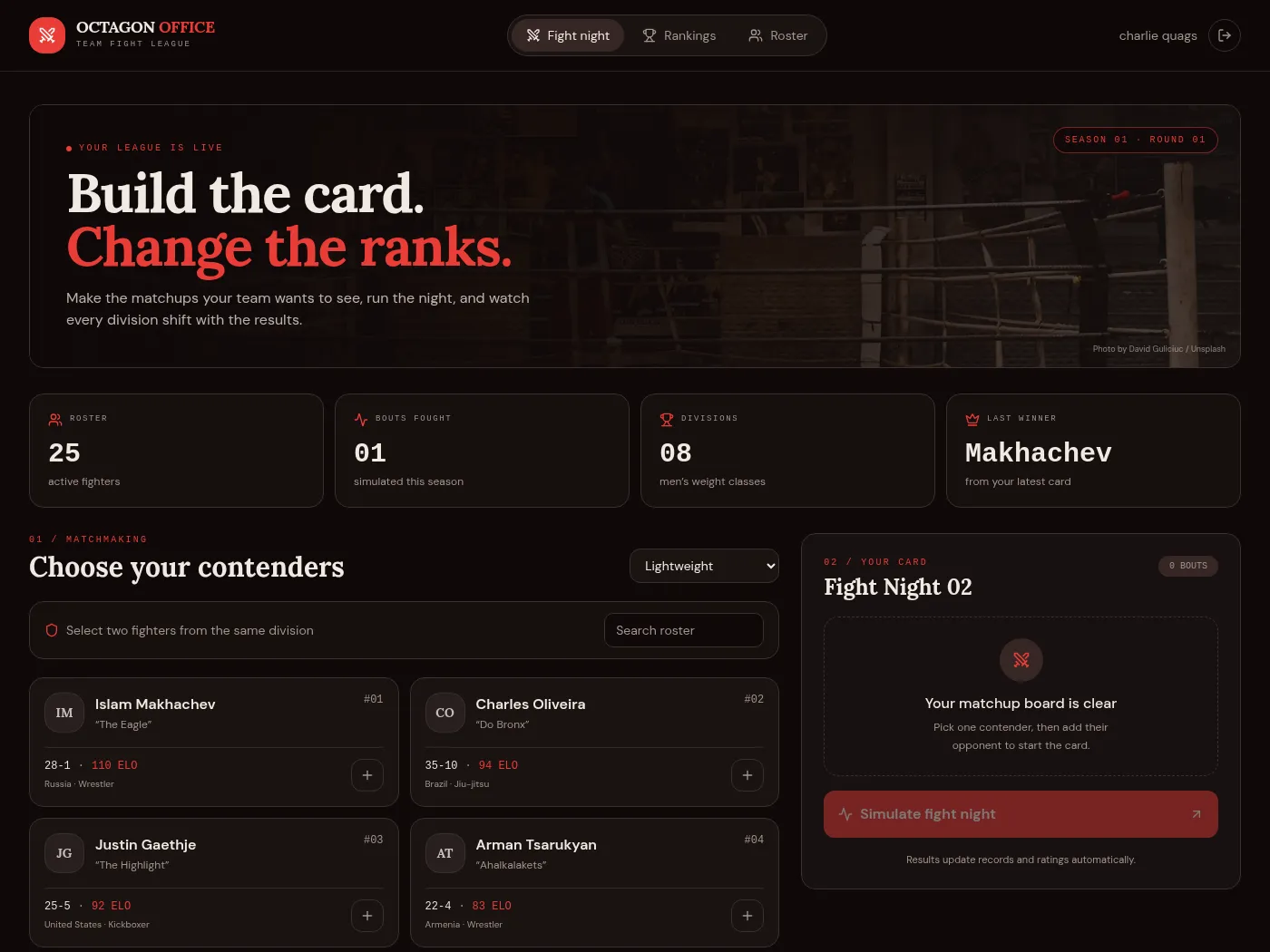 UFC Simulate & Rank
