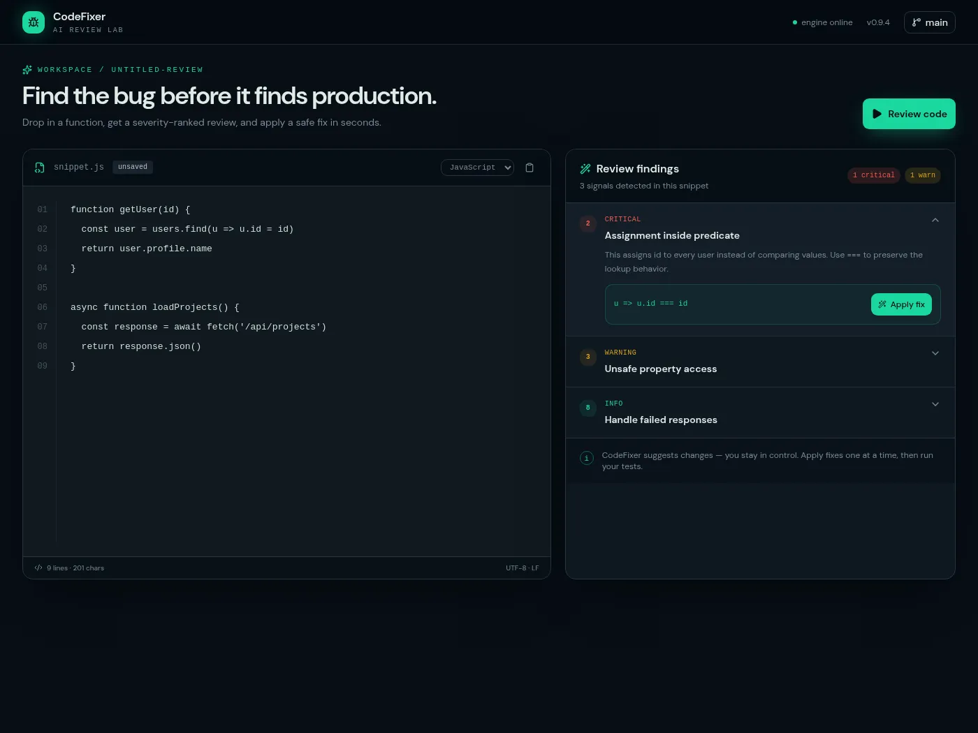 CodeFixer AI Review