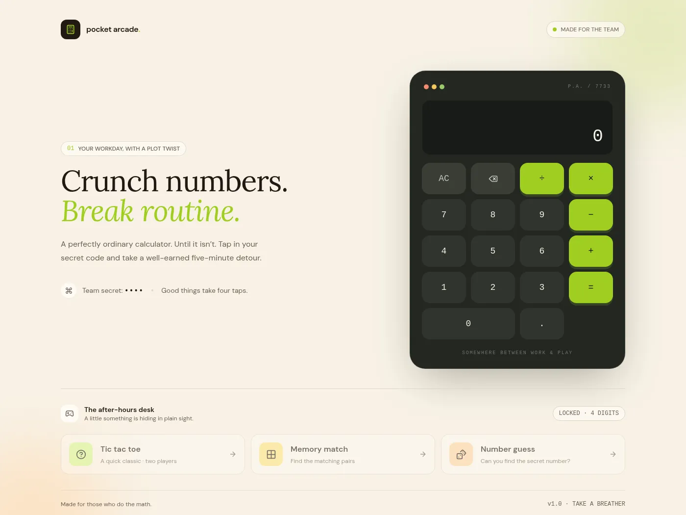 Secret Games Calculator