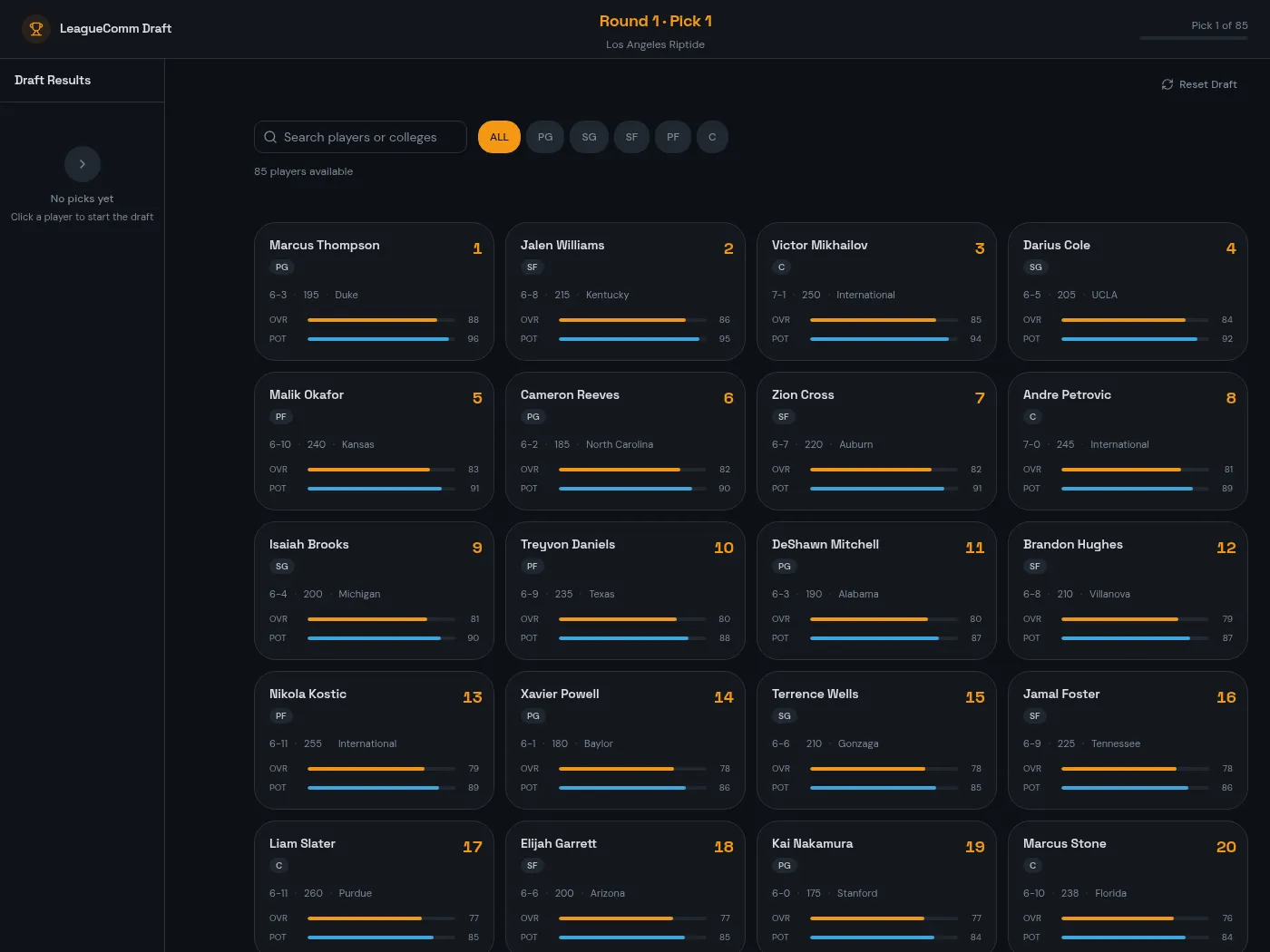 LeagueComm Dashboard