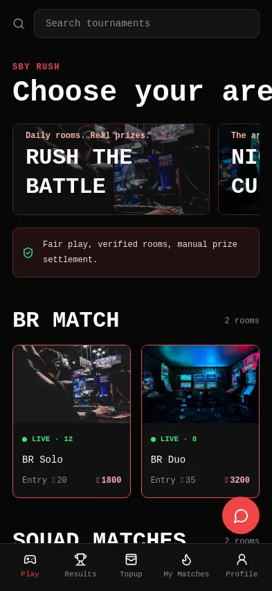 SBY RUSH Esports Platform