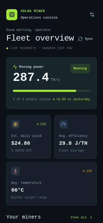 Solna Miner Mobile