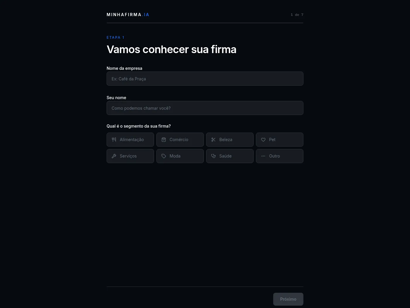 MINHAFIRMA.IA Onboarding Flow
