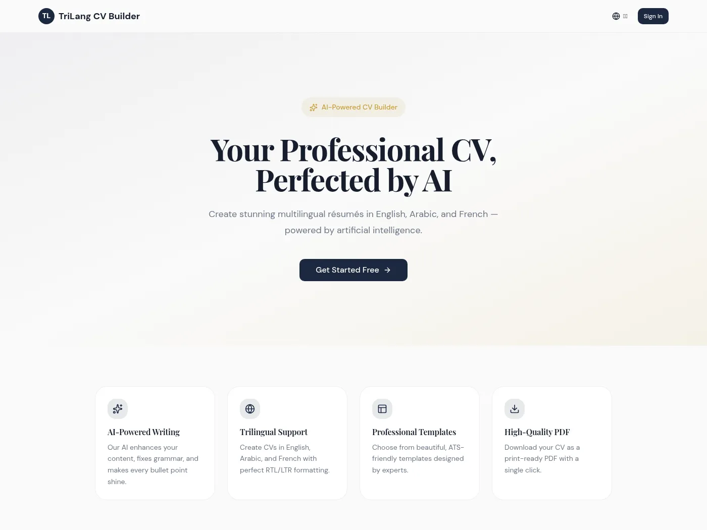 TriLang CV Builder AI