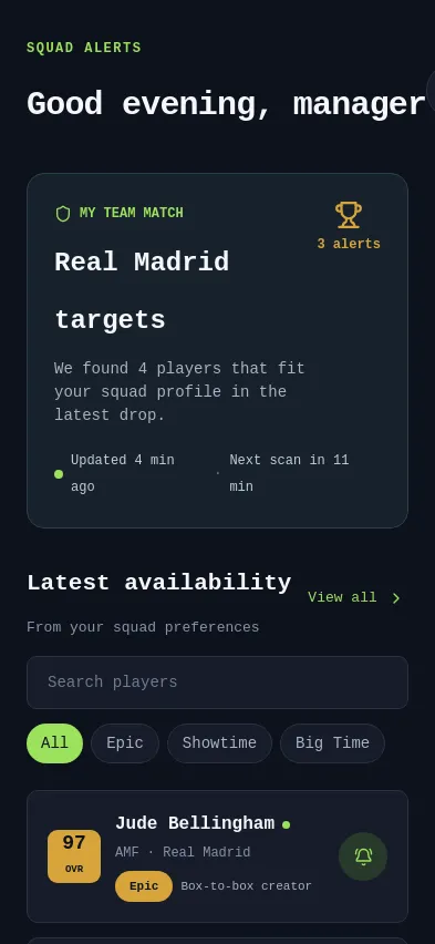eFootball Squad Alerts
