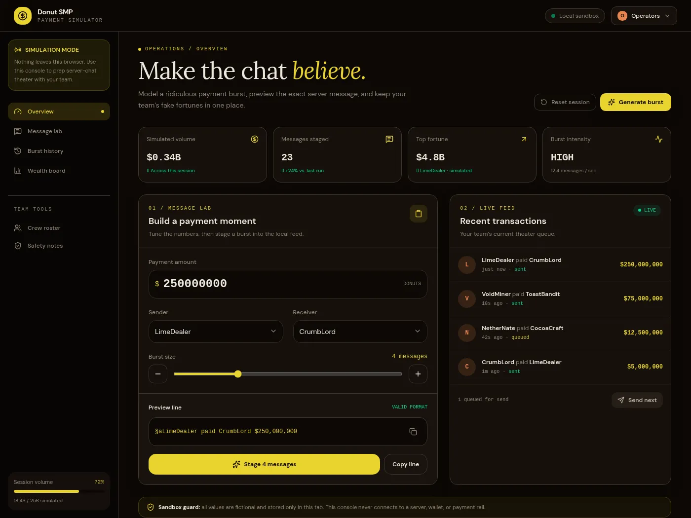 Donut SMP Payment Simulator
