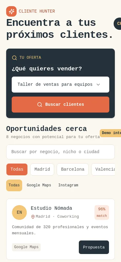 Cliente Hunter App