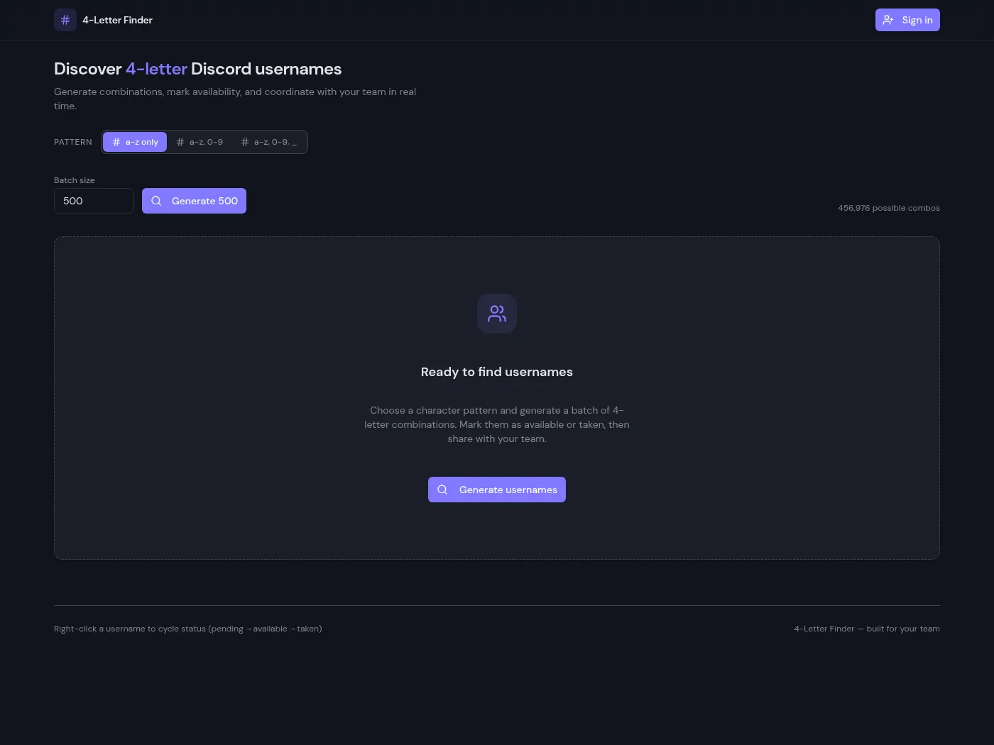 Discord 4-Letter Finder