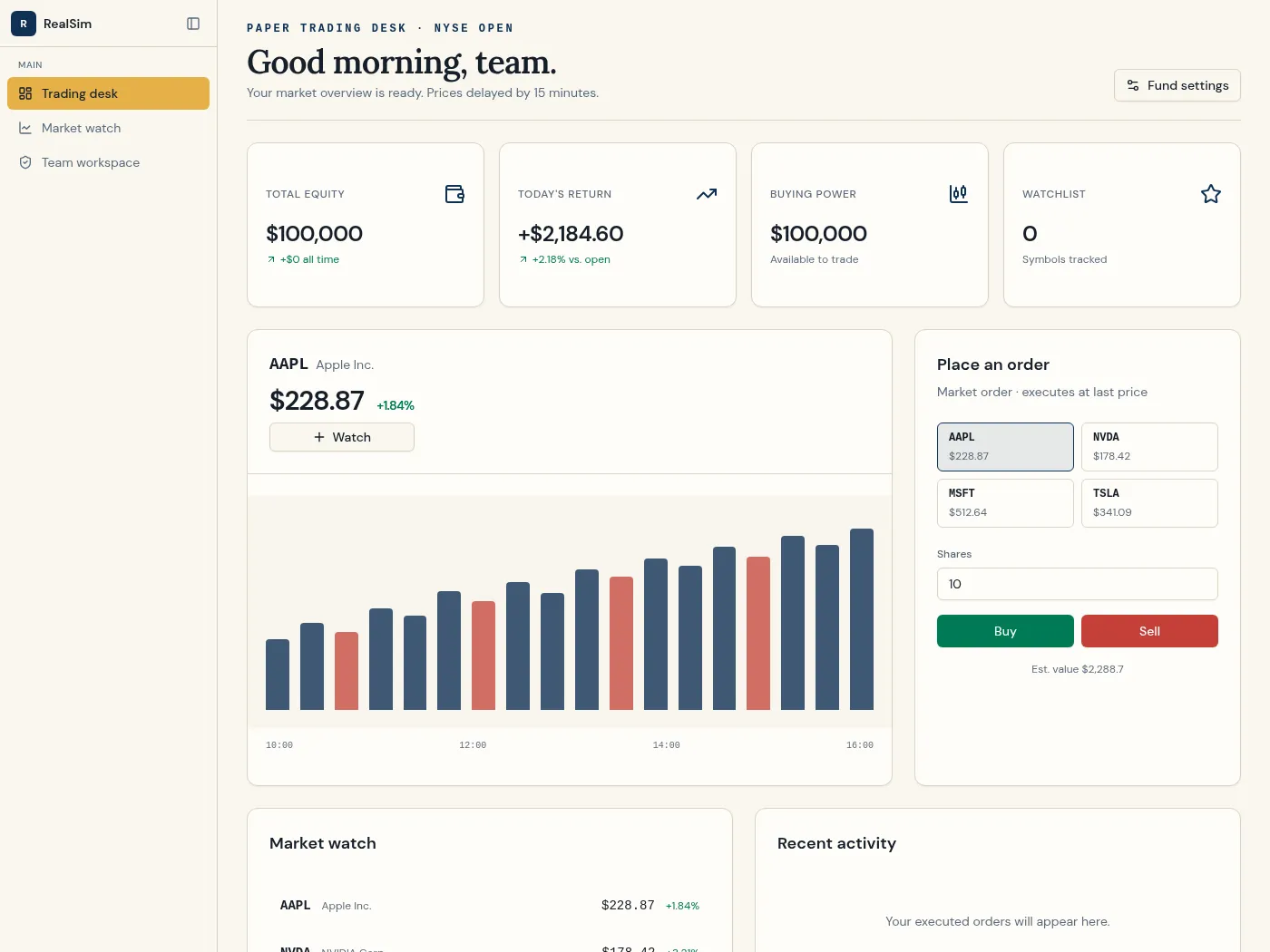 RealSim Trading Dashboard