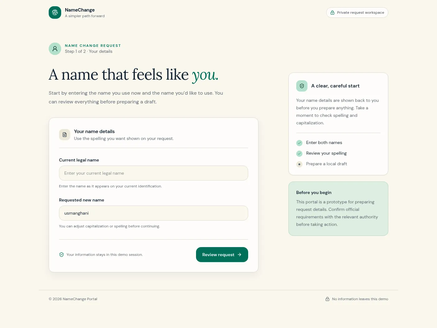NameChange Portal