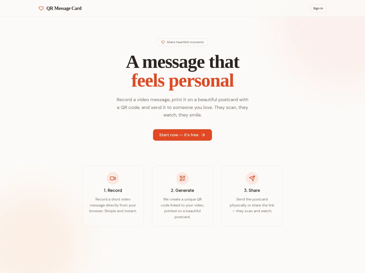 QR Message Card