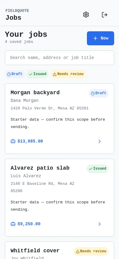 FieldQuote Mobile Suite