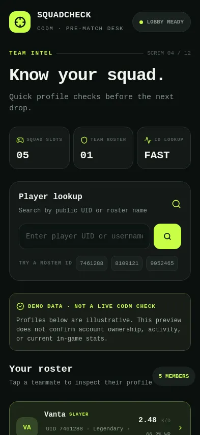 CODM Squad Stats Checker
