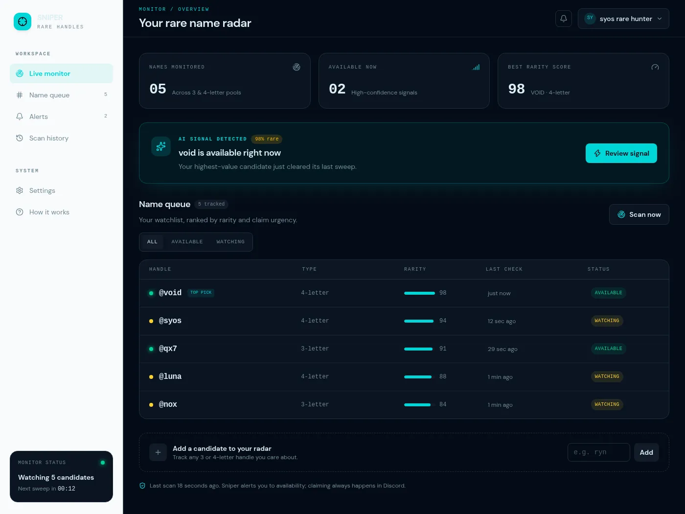 Discord Name Sniper AI