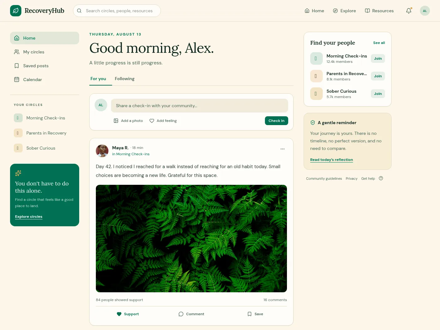 RecoveryHub Facebook Web