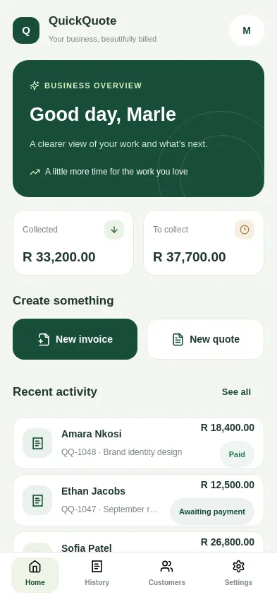 QuickQuote Invoicing App