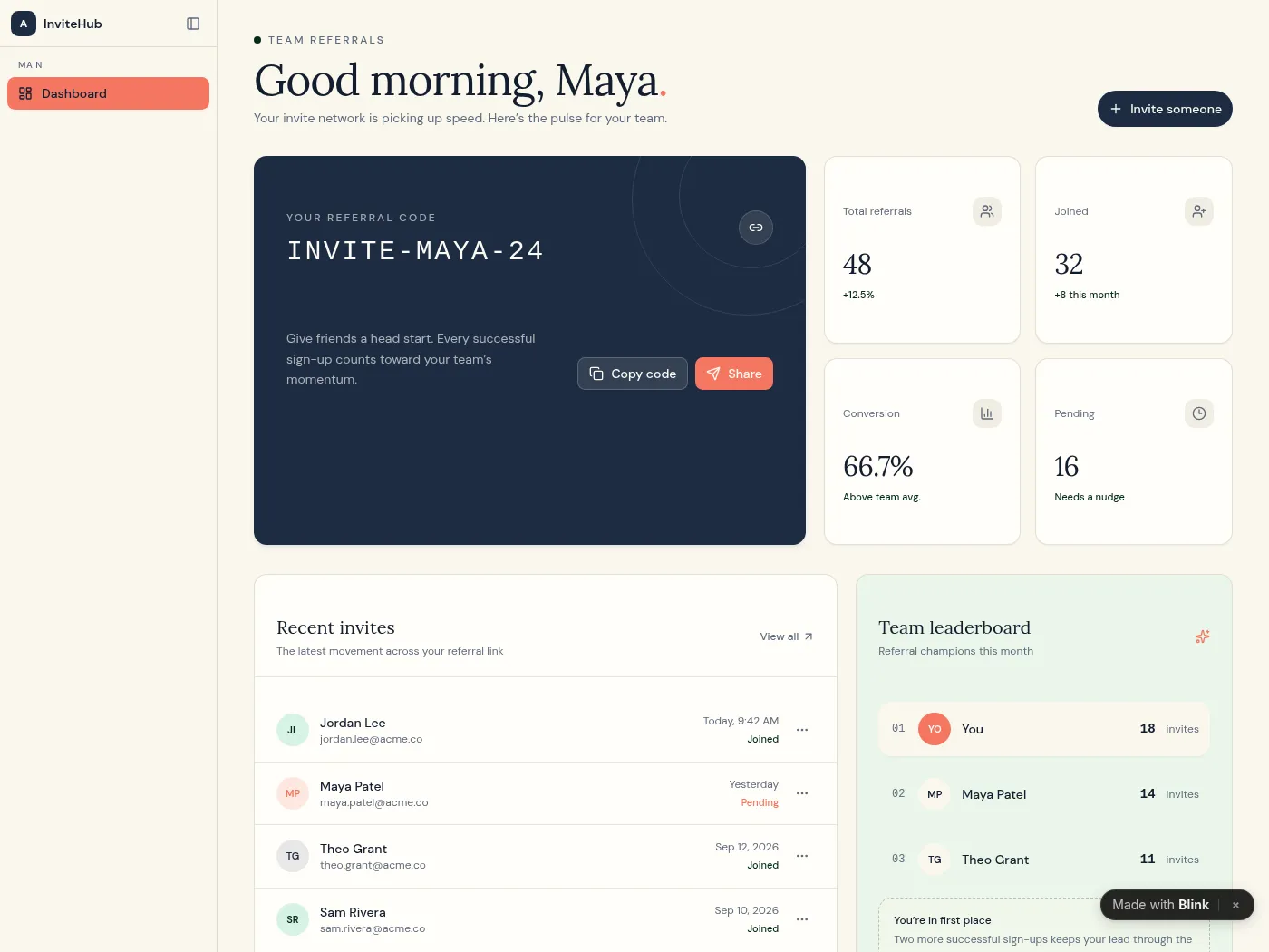InviteHub Dashboard