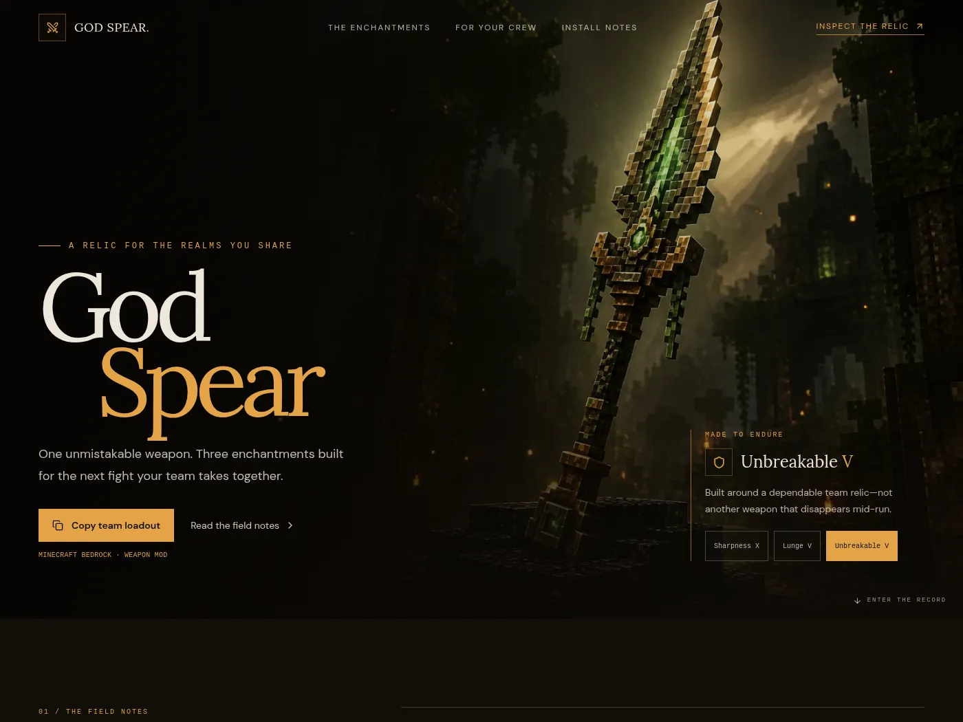God Spear Minecraft Mod