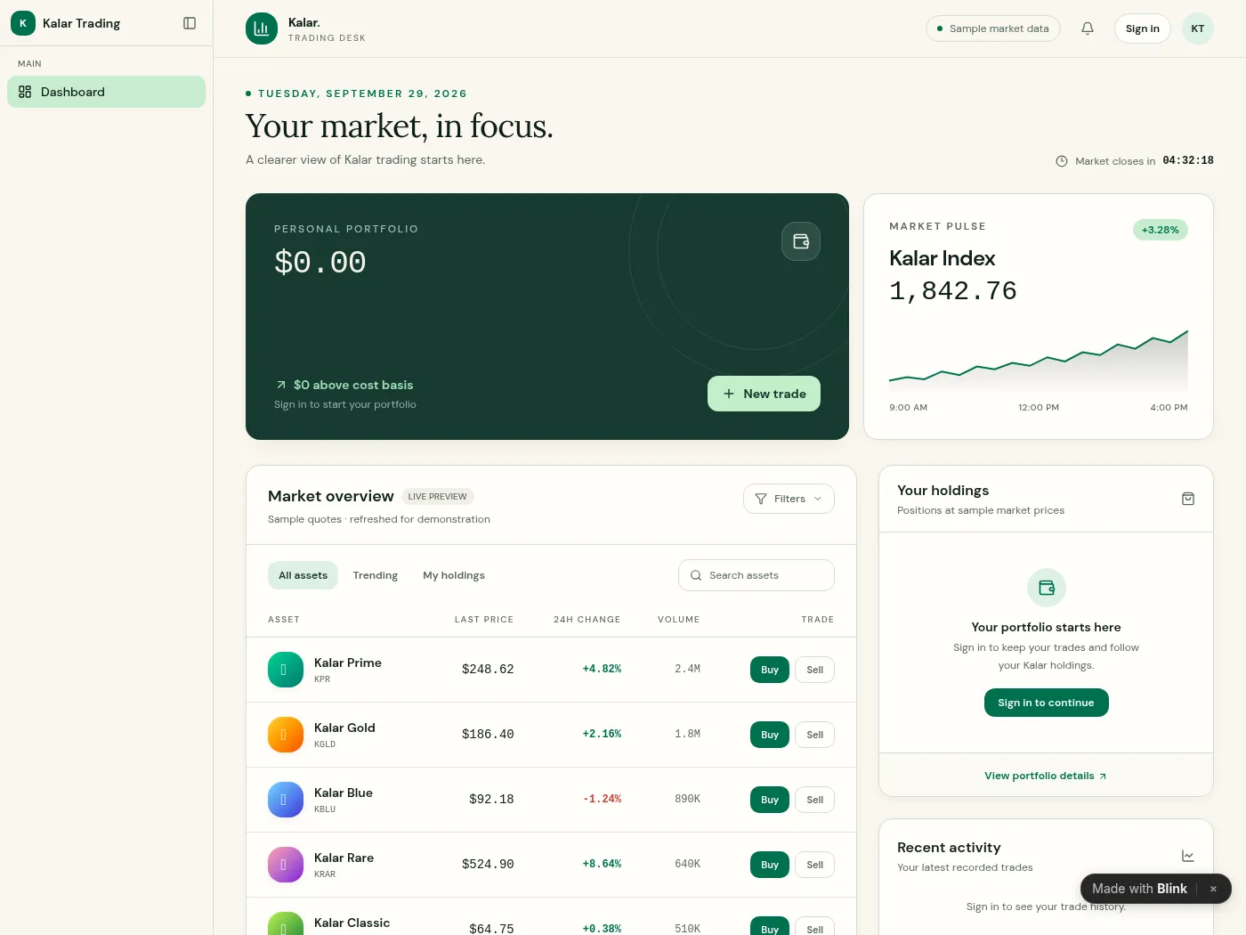Kalar Trading Platform