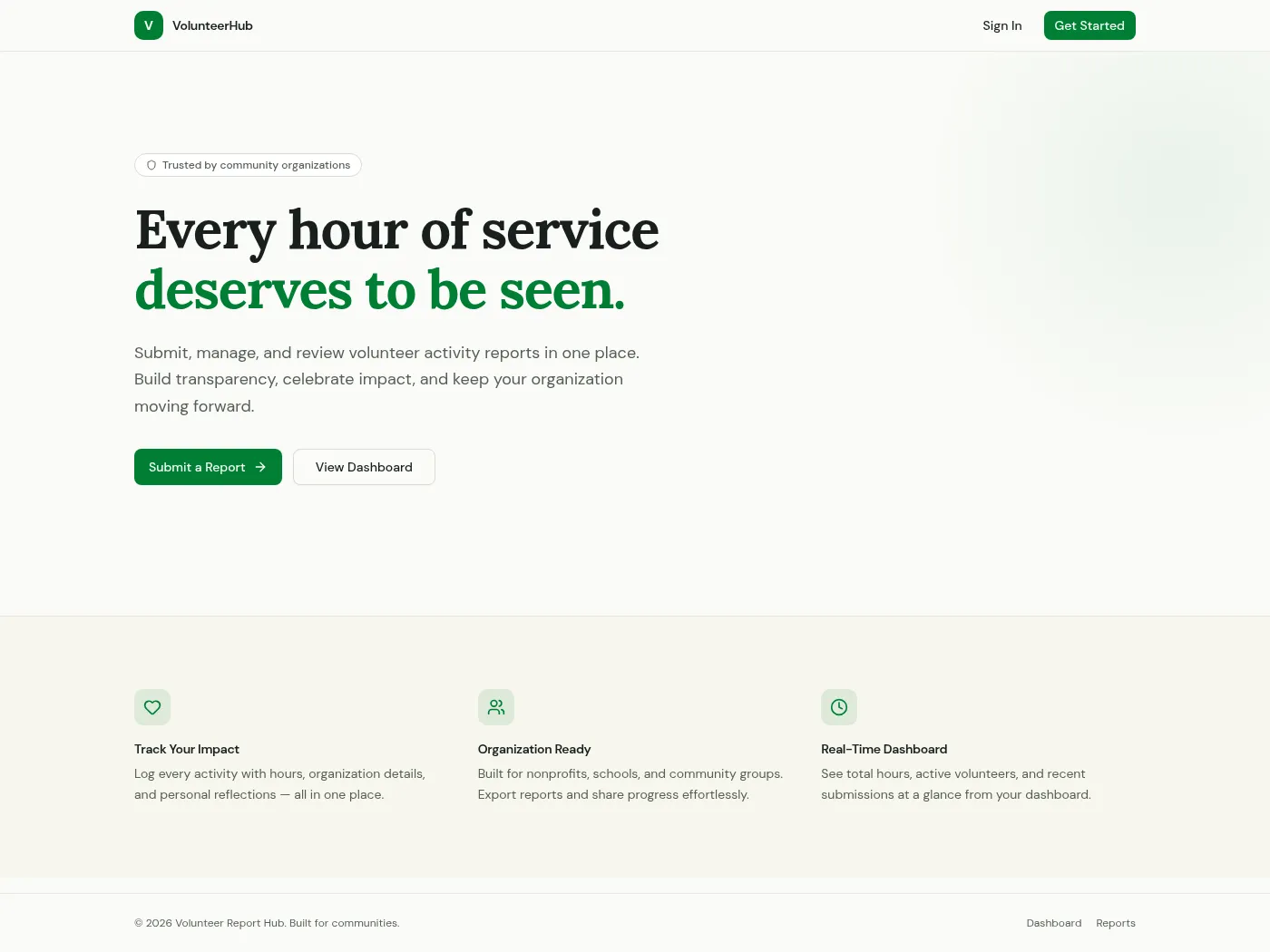 Volunteer Report Hub