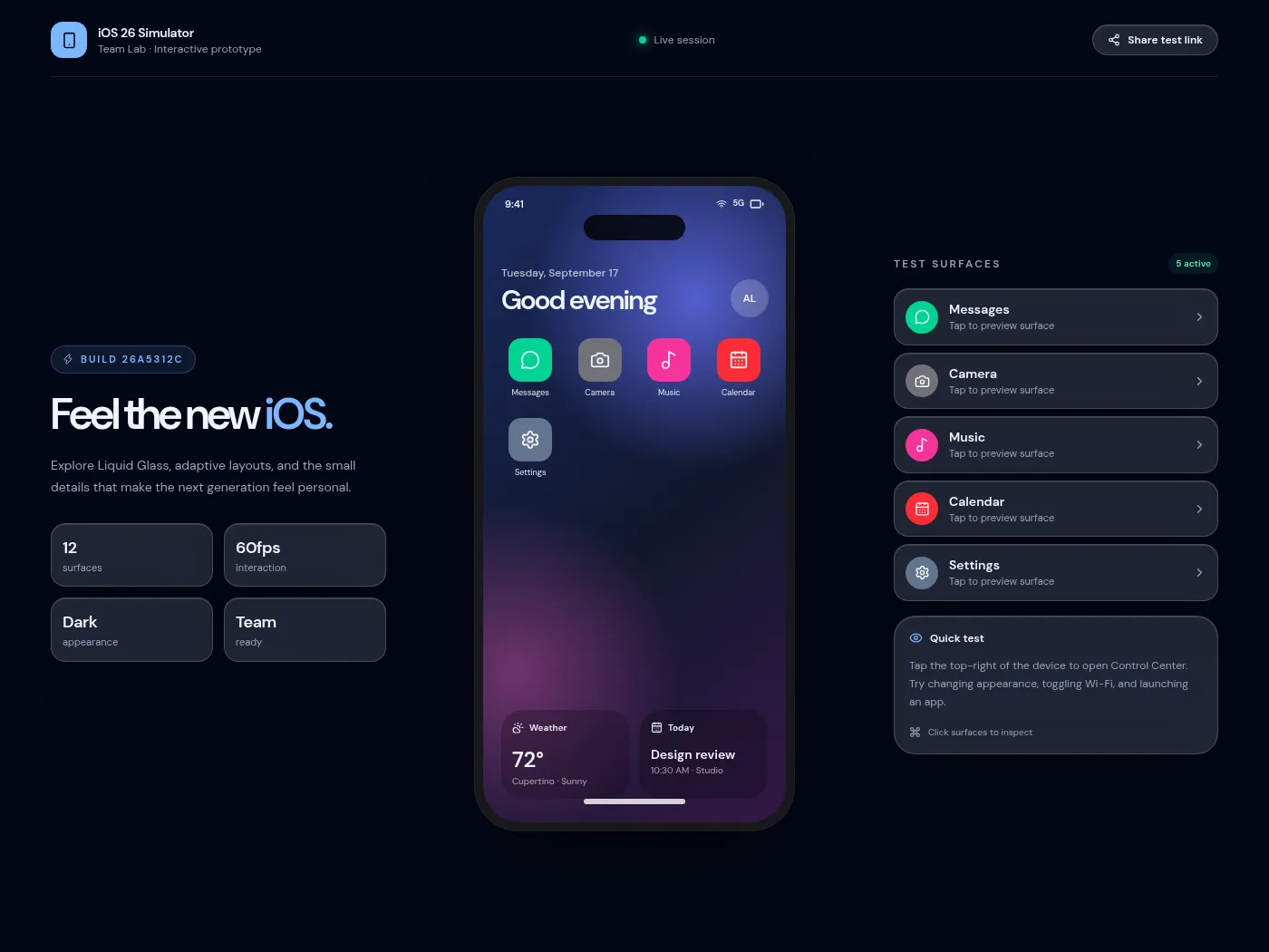 iOS 26 Interactive Simulator