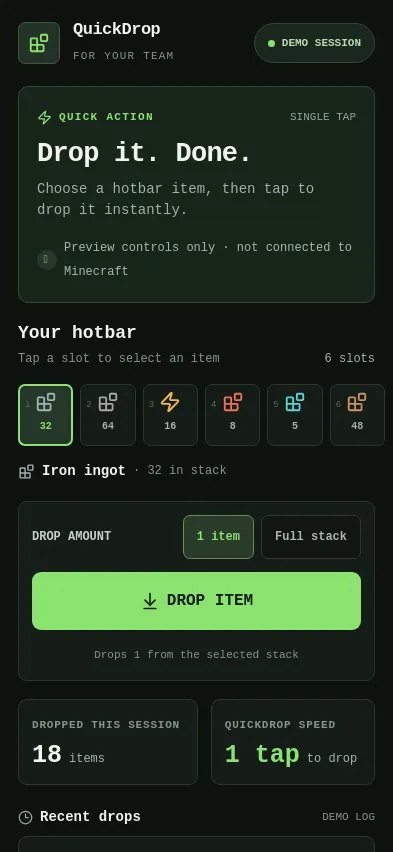QuickDrop for Minecraft