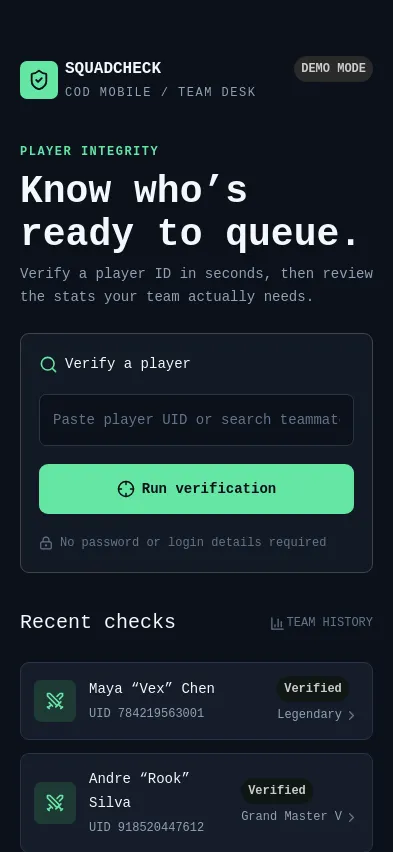 CoD Mobile Verifier