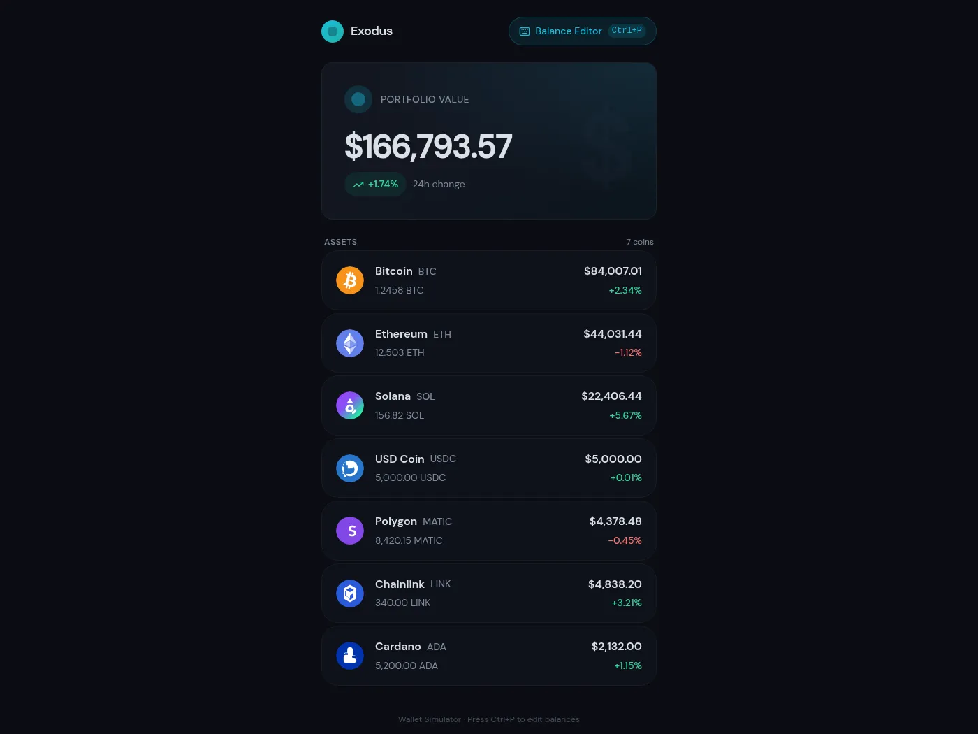 Exodus Wallet Simulator