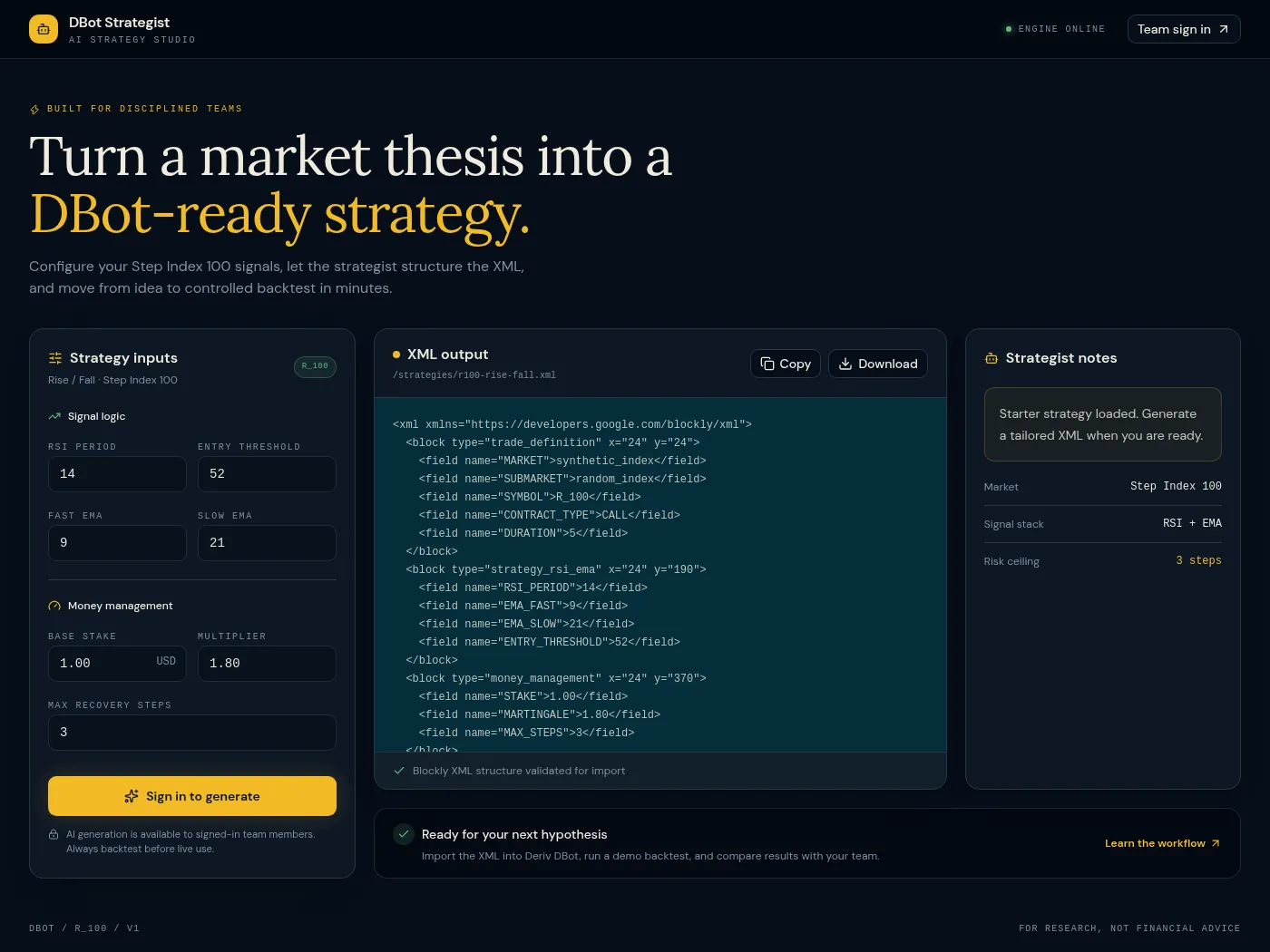 Deriv DBot AI Strategist