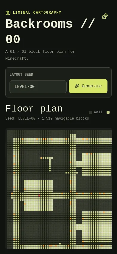 Backrooms Map Generator