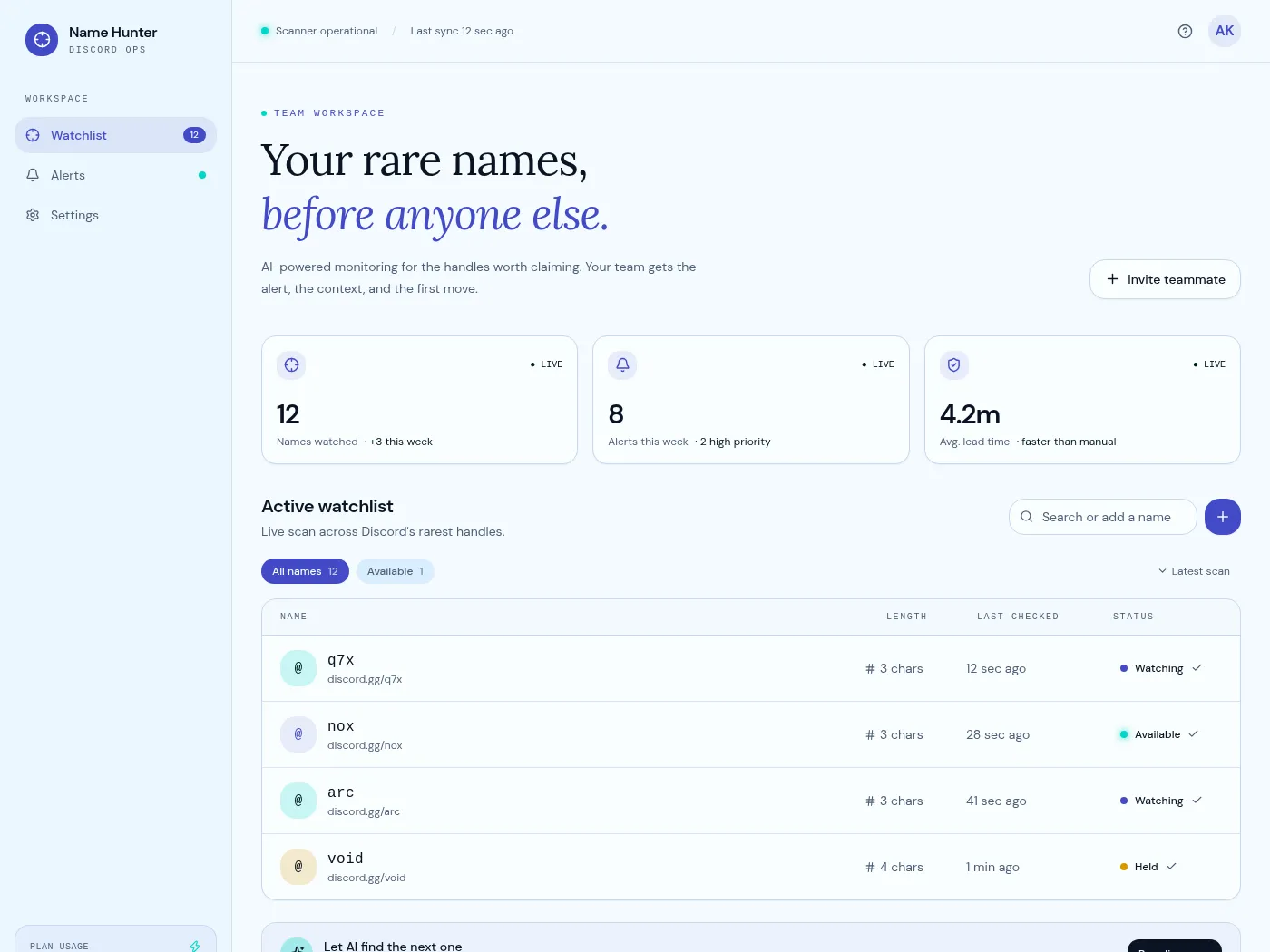 Discord Name Hunter