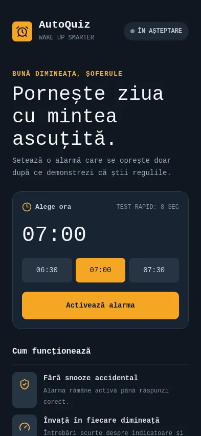 AutoQuiz Alarm Clock