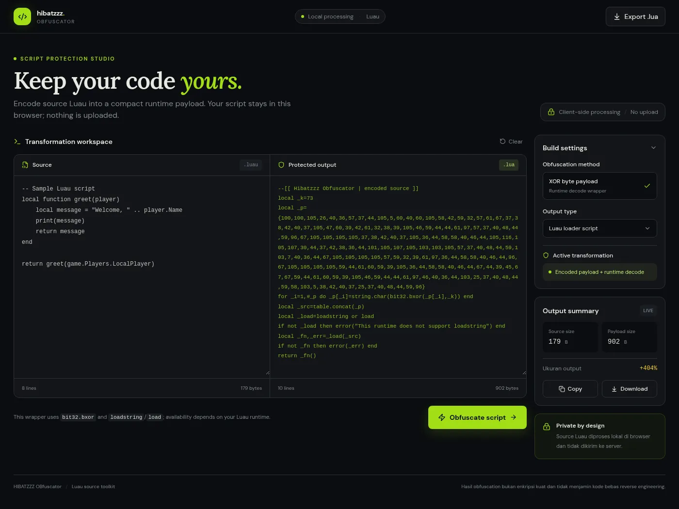 Hibatzzz Obfuscator Portal